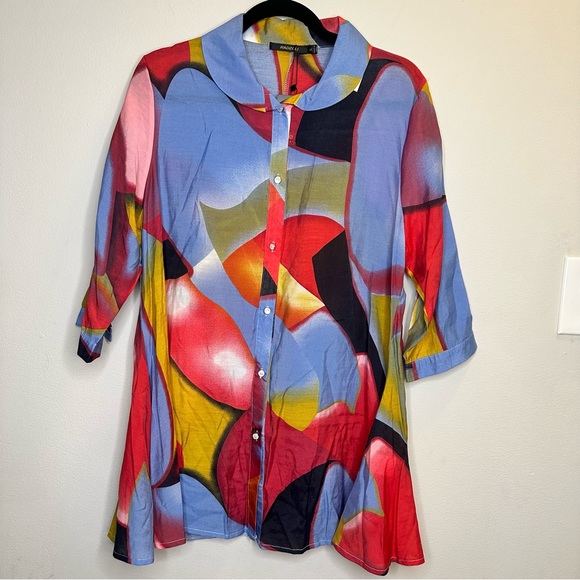 Radzoli | Tops | Nwt Radzoli Women Pearl Button Down Sheer Colorful ...